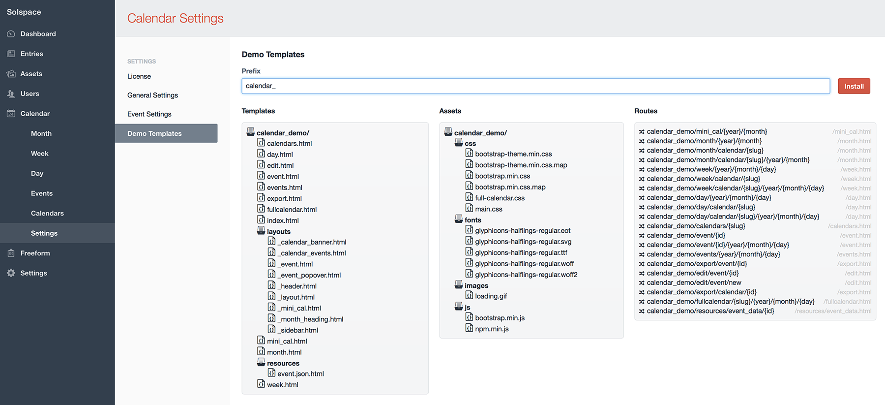 Demo Templates - Configuration | Calendar 1.x for Craft | Solspace