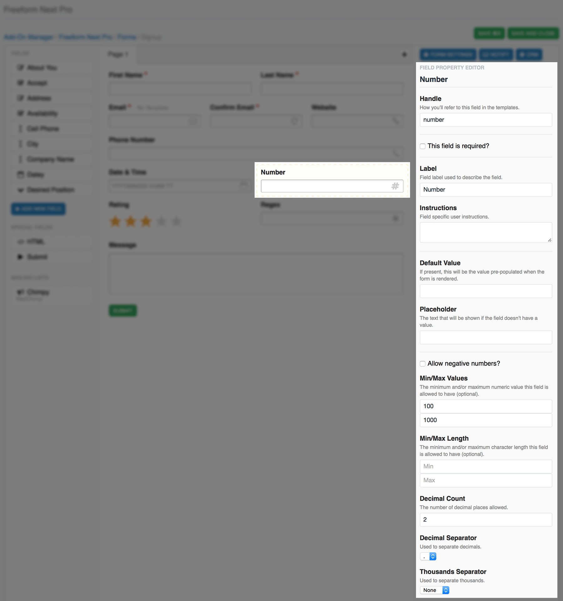 Fields & Field Types - Forms & Fields | Freeform 1.x for ...