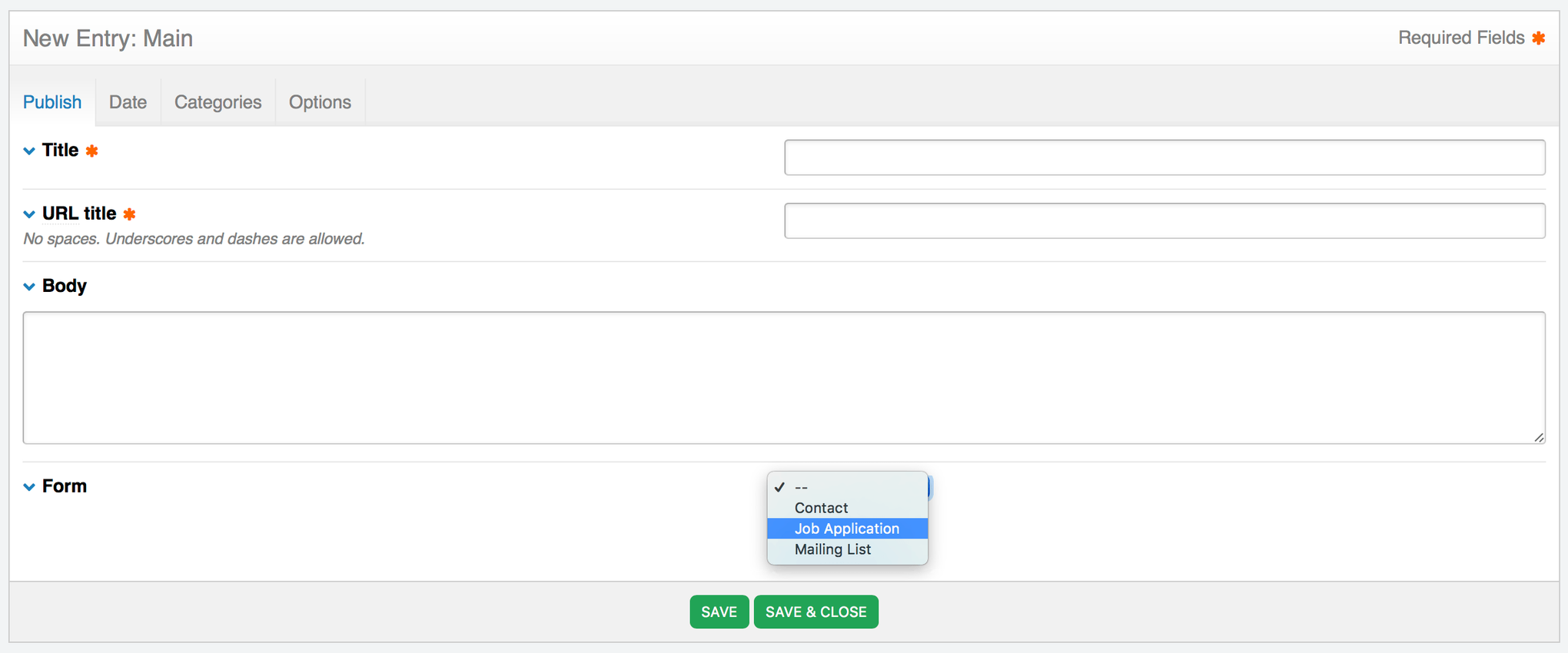 Channel Fieldtype - Forms & Fields | Freeform 2.x for ExpressionEngine | Solspace