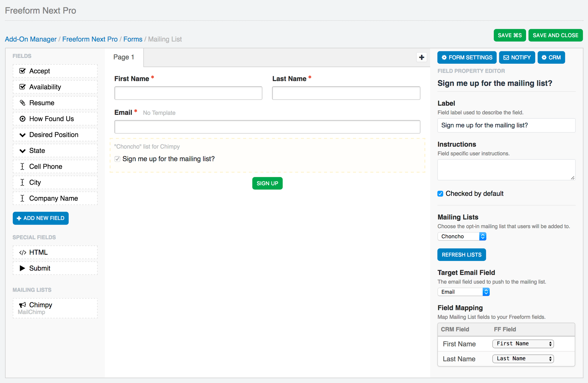 Form & Composer - Forms & Fields | Freeform 1.x for ExpressionEngine | Solspace