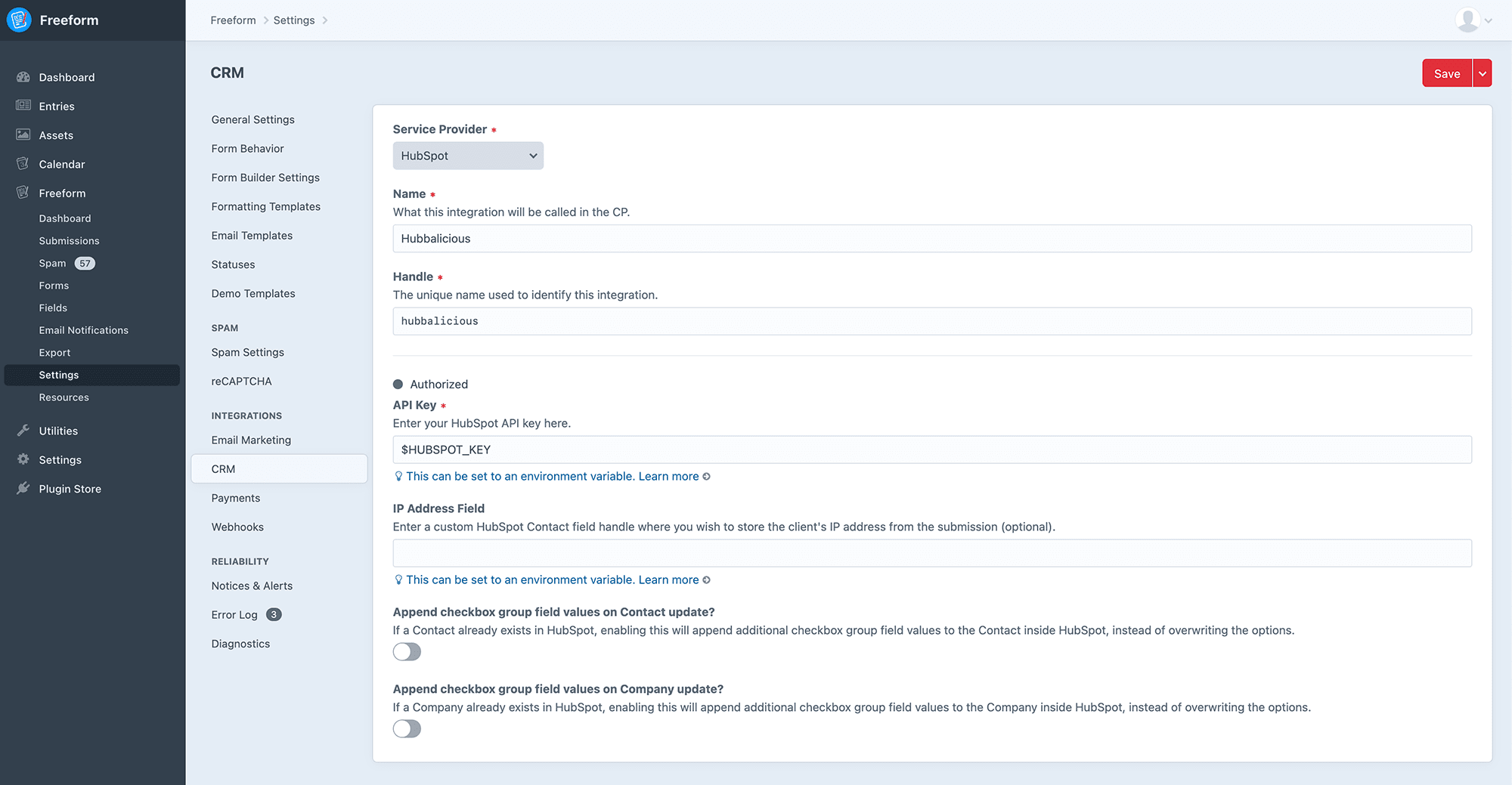 Settings - Configuration | Freeform 3.x for Craft | Solspace