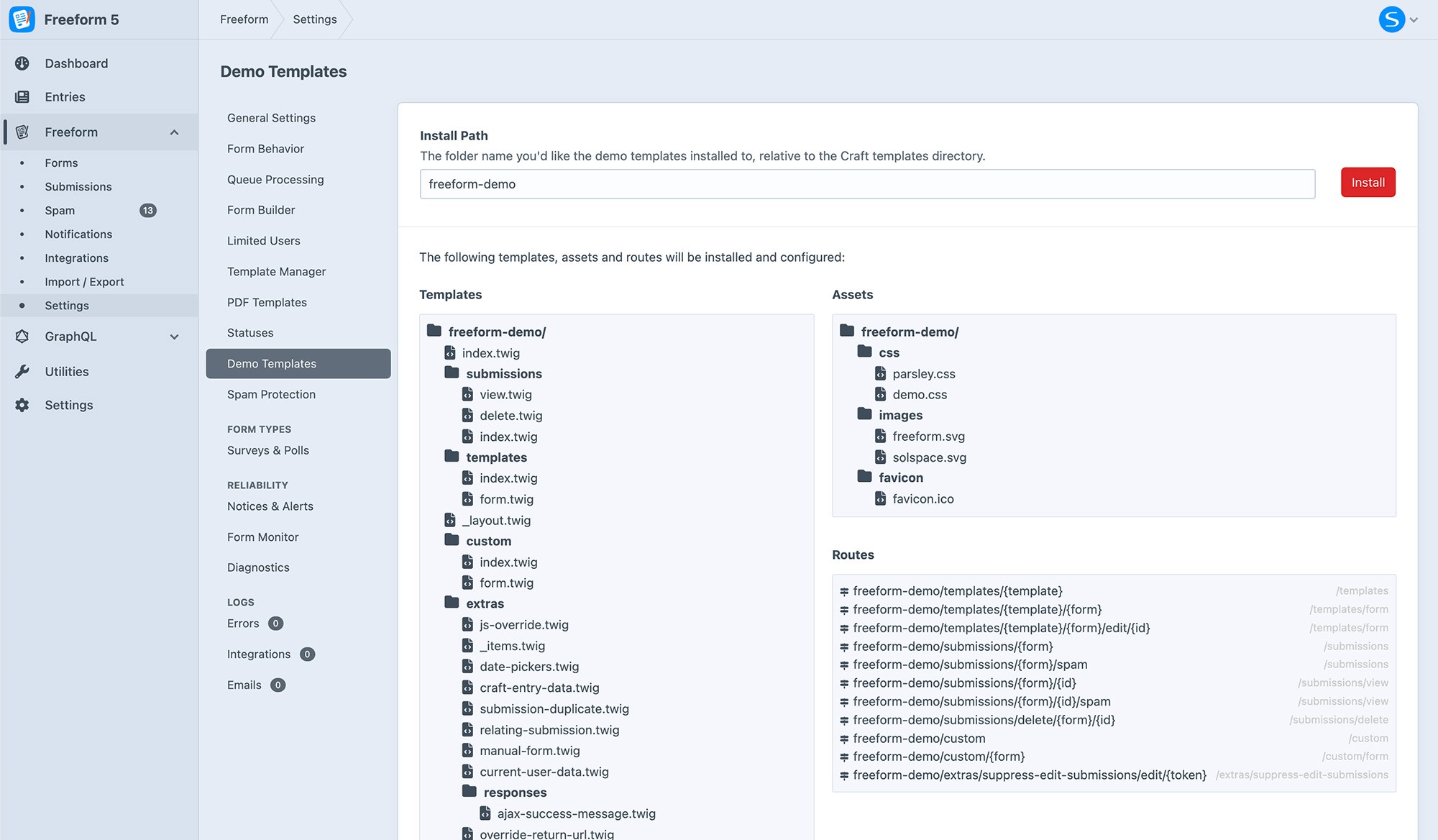 Demo Templates - Configuration | Freeform 3.x for Craft | Solspace