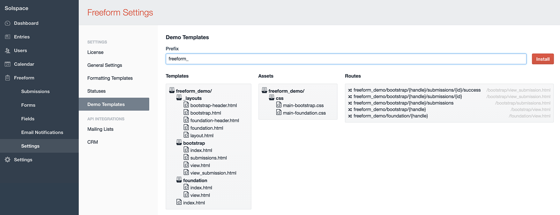 Demo Templates - Configuration | Freeform 1.x for Craft | Solspace