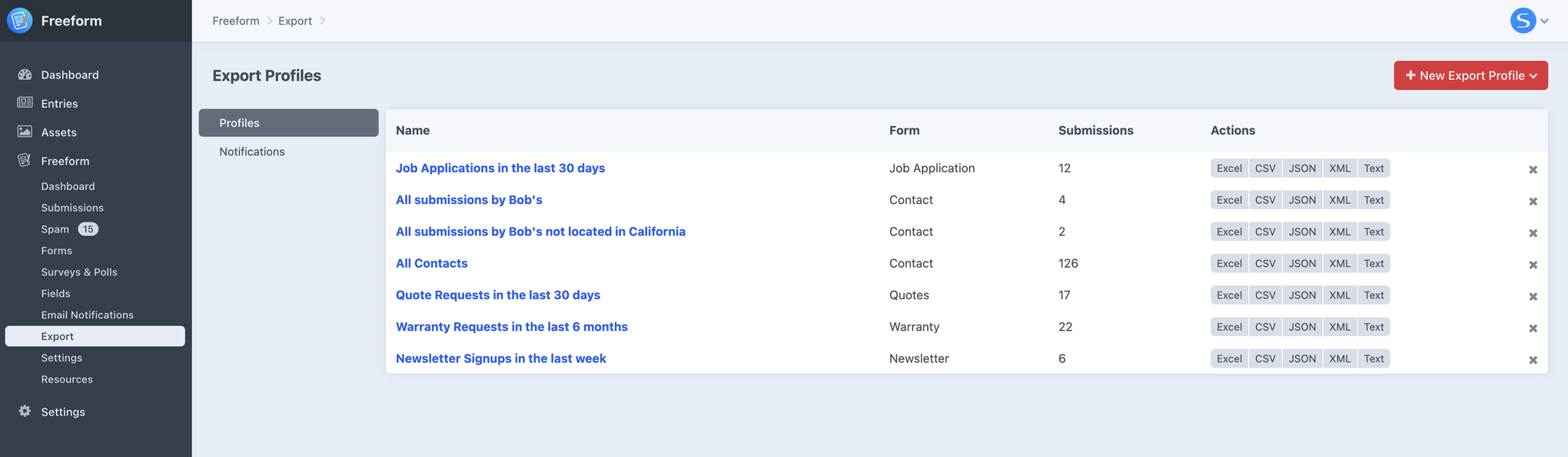 Exporting - Submission Data | Freeform 5.x for Craft | Solspace