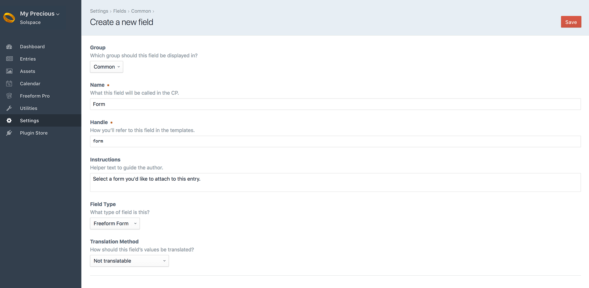 Element Field Type - Forms & Fields | Freeform 4.x for Craft | Solspace