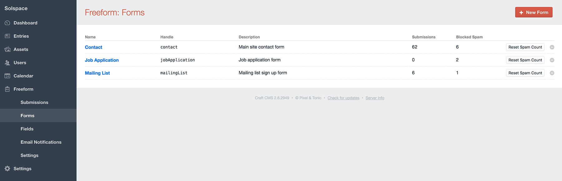 Forms & Composer - Forms & Fields | Freeform 1.x for Craft | Solspace