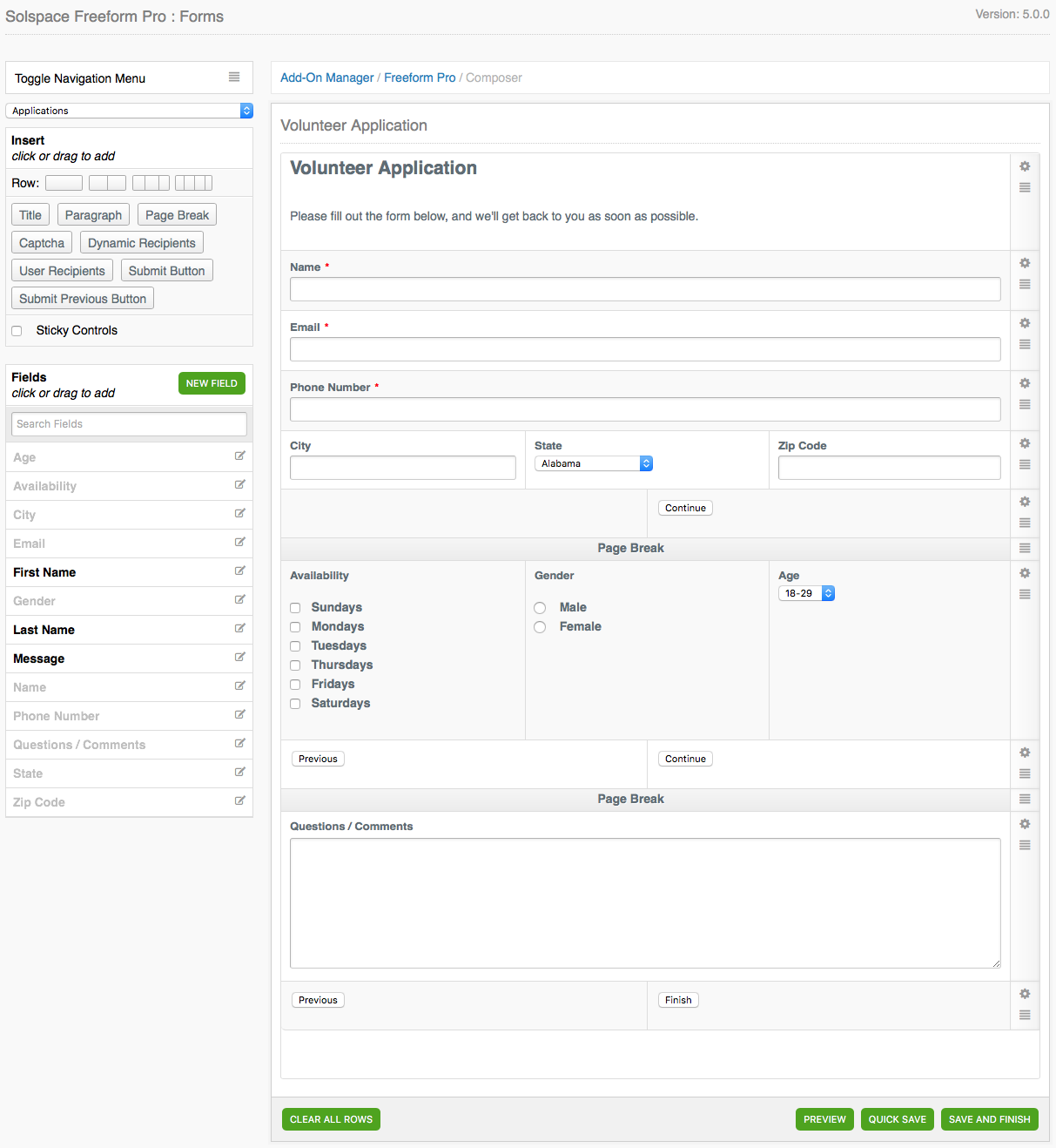 Control Panel - User Guides | Freeform Classic for ExpressionEngine | Solspace
