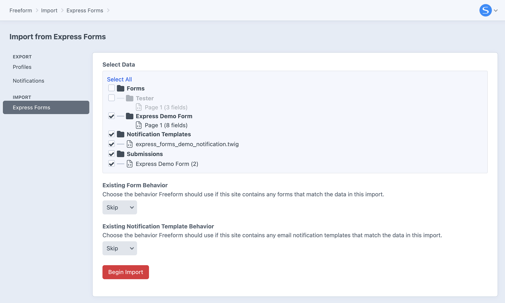 Migration from Express Forms - Installing & Updating | Freeform 5.x for ...