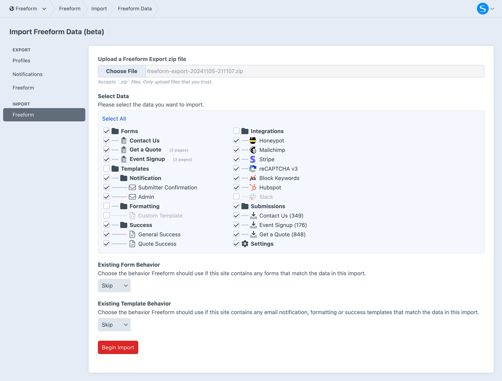Import & Export - Forms & Fields | Freeform 5.x for Craft | Solspace
