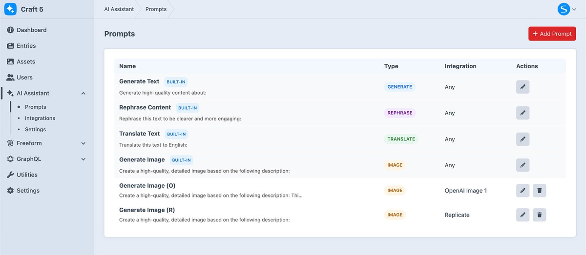 Prompts - Configuration | AI Assistant 1.x for Craft | Solspace