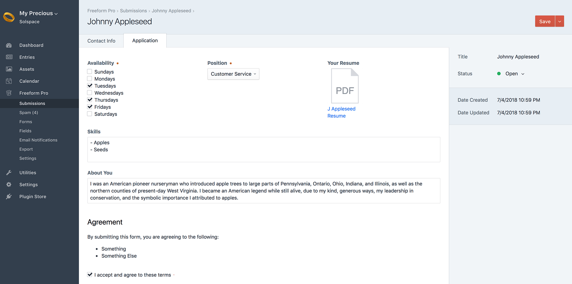 Submissions - Submission Data | Freeform 2.x for Craft | Solspace