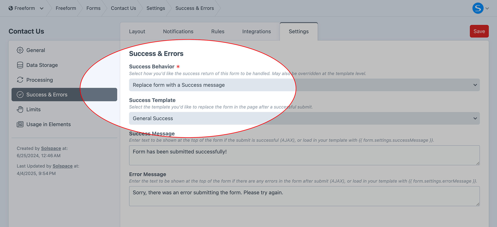 Success Return on Forms - Guides | Freeform 5.x for Craft | Solspace