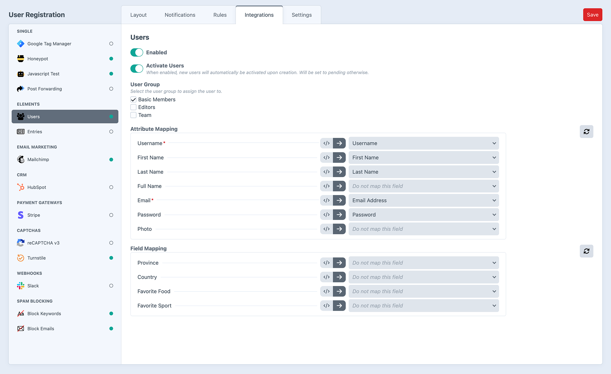 User Registration - Guides | Freeform 5.x for Craft | Solspace